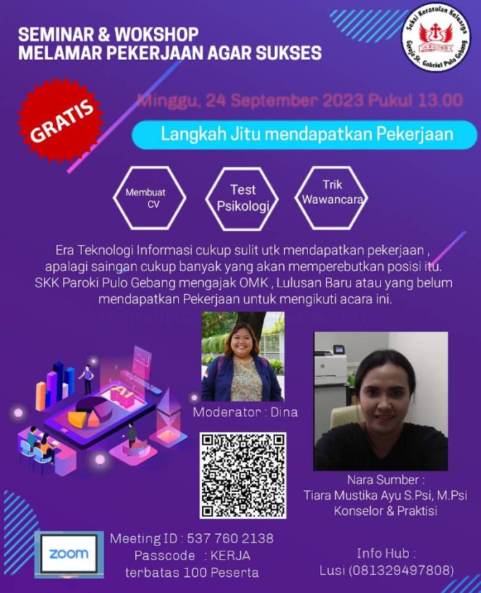 Seminar & Workshop melamar pekerjaan agar sukses - Paroki Pulo Gebang - KAJ