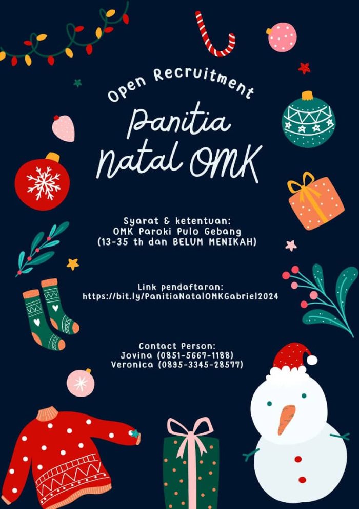 Open Recruitment Panitia Natal OMK 2023 - Paroki Pulo Gebang - KAJ